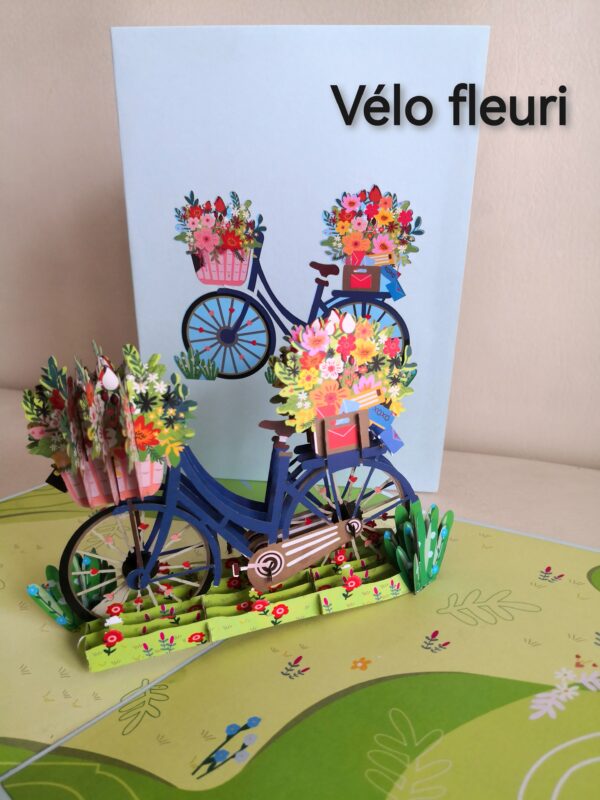 Carte pop up Vélo fleuri – La Boutique du Zebu